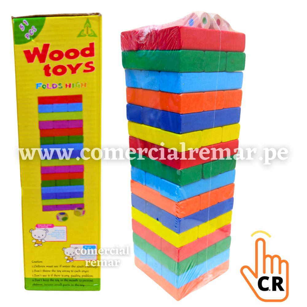 Jenga de Colores 48 piezas Juego de Equilibrio – Comercial REMAR